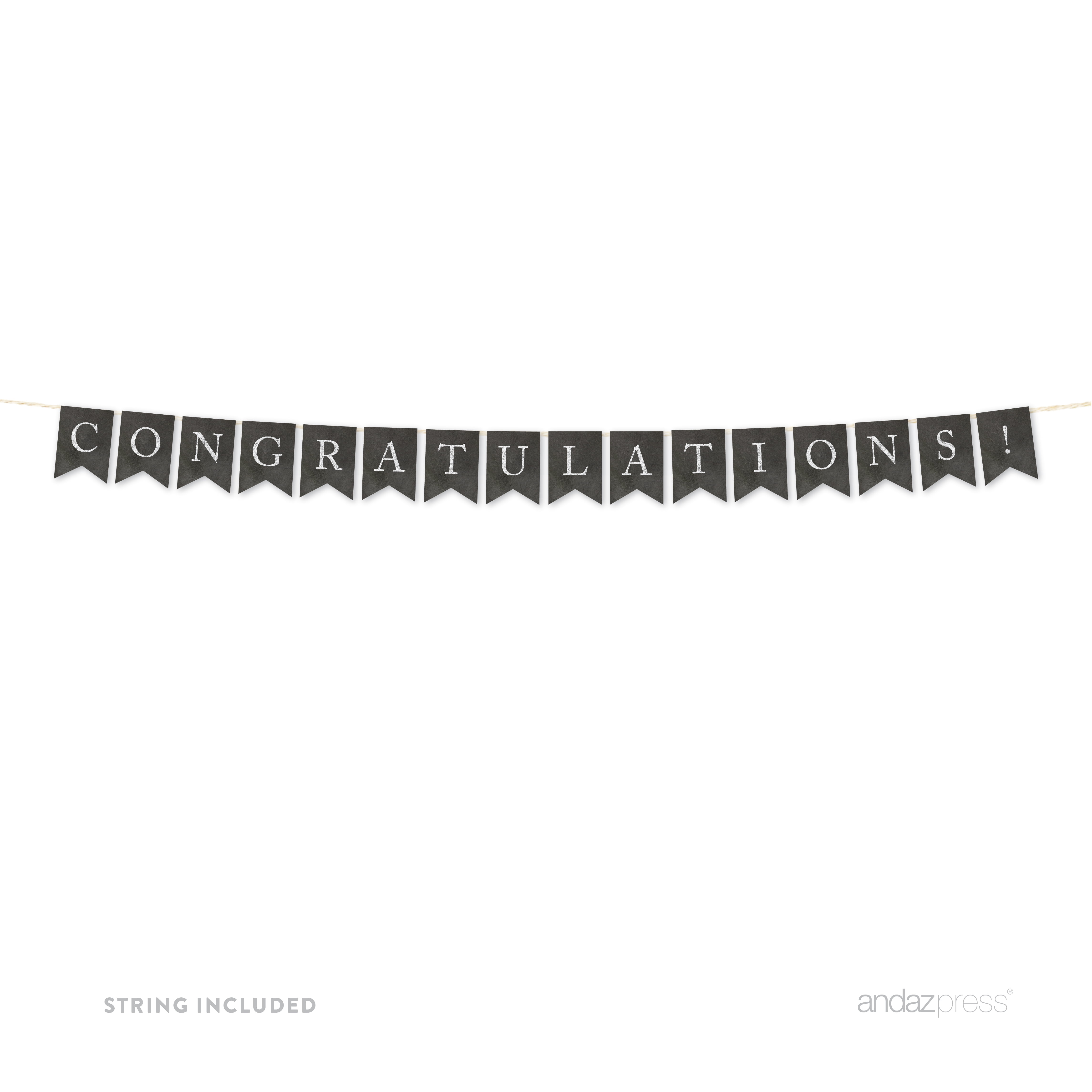 Congratulations! Vintage Chalkboard Pennant Party Banner - Walmart.com
