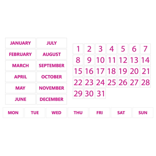 Whiteboard Calendar Magnet Non-Abbreviated Bundle (Dates, Days of The ...