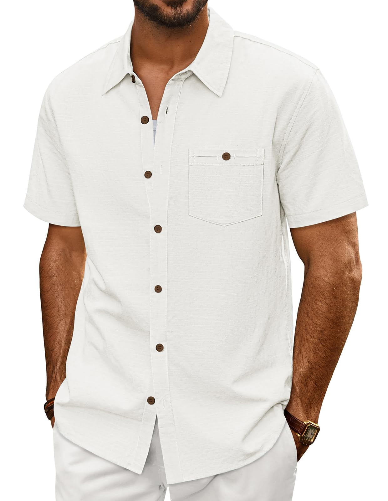 Camisa PJ PAUL JONES Lino Algodón para Hombre Verano Blanca L | Walmart ...