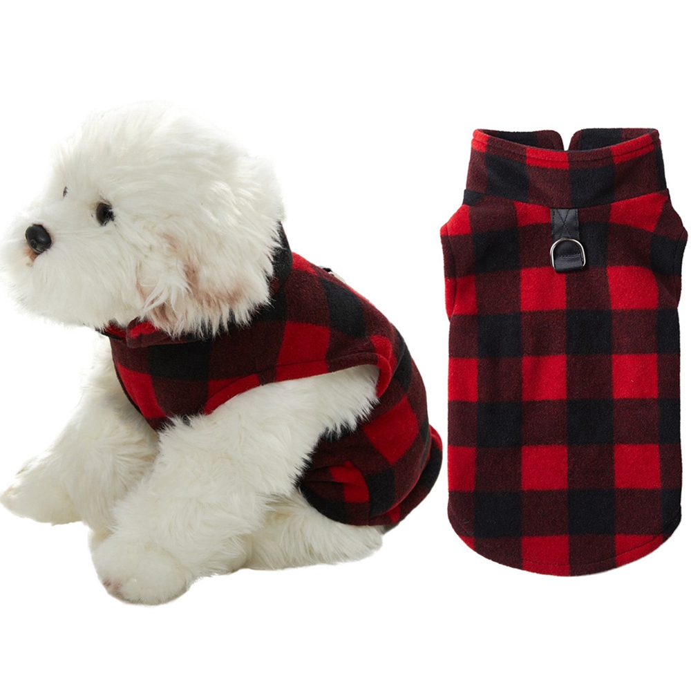 Plaid Fleece Dog Clothes For Small Dog Autumn Winter Puppy Cats Vest ...