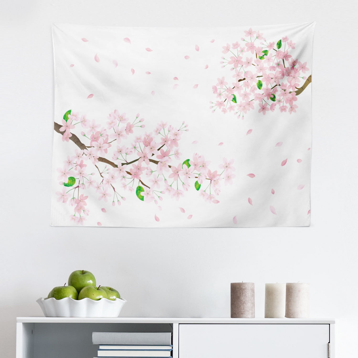 Cherry Tapestry, Summer Pattern with Cartoon Fruit and Leaves Repeated ...