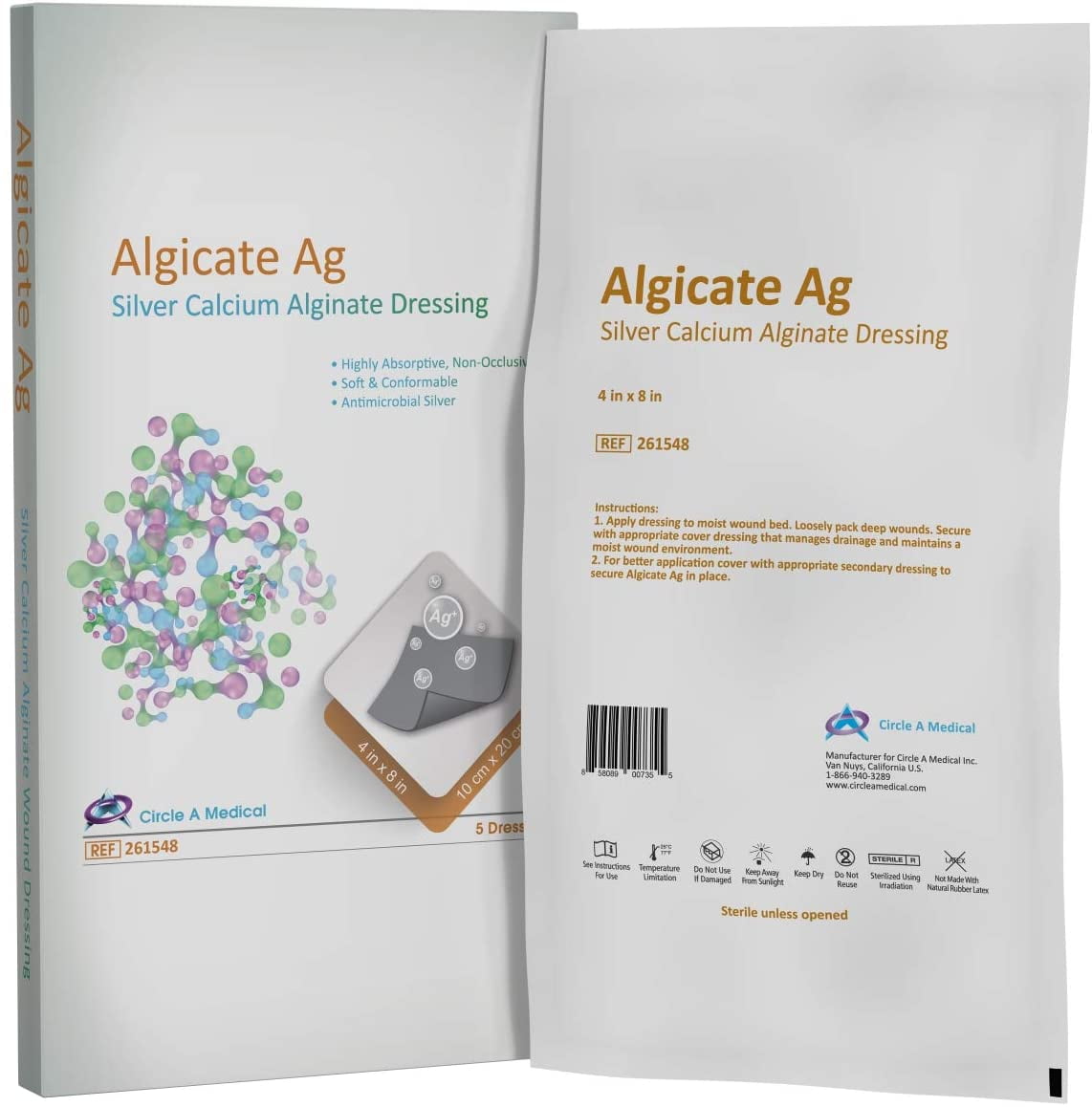 Algicate Ag Silver Calcium Alginate Wound Dressing Sterile 3/4′ x 12′ 5 ...