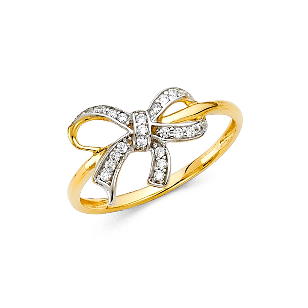 AA Jewels - Solid 14k Yellow Gold Cubic Zirconia CZ Fashion Anniversary ...