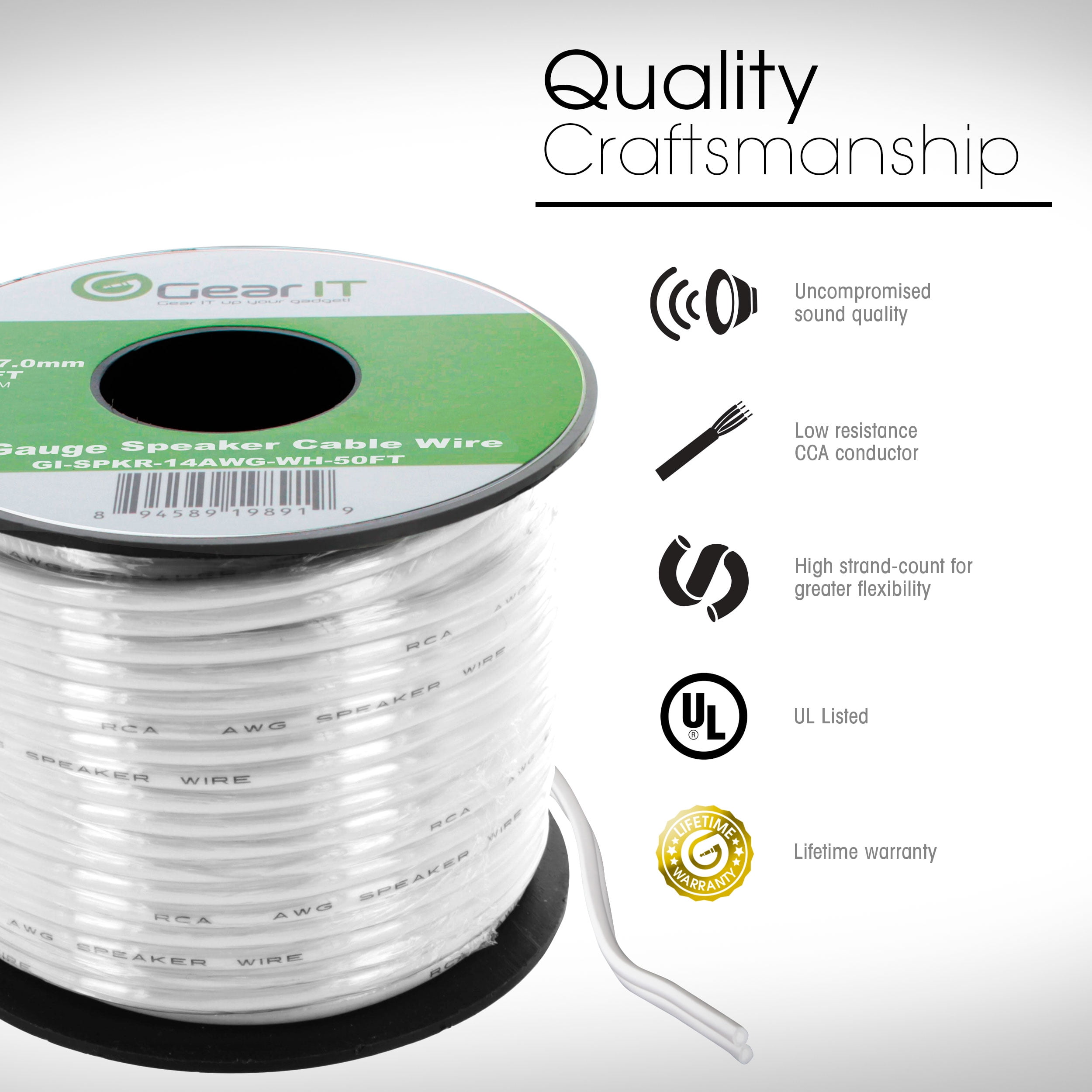 16AWG Speaker Wire, GearIT Pro Series 16 Gauge Speaker Wire Cable (200 ...