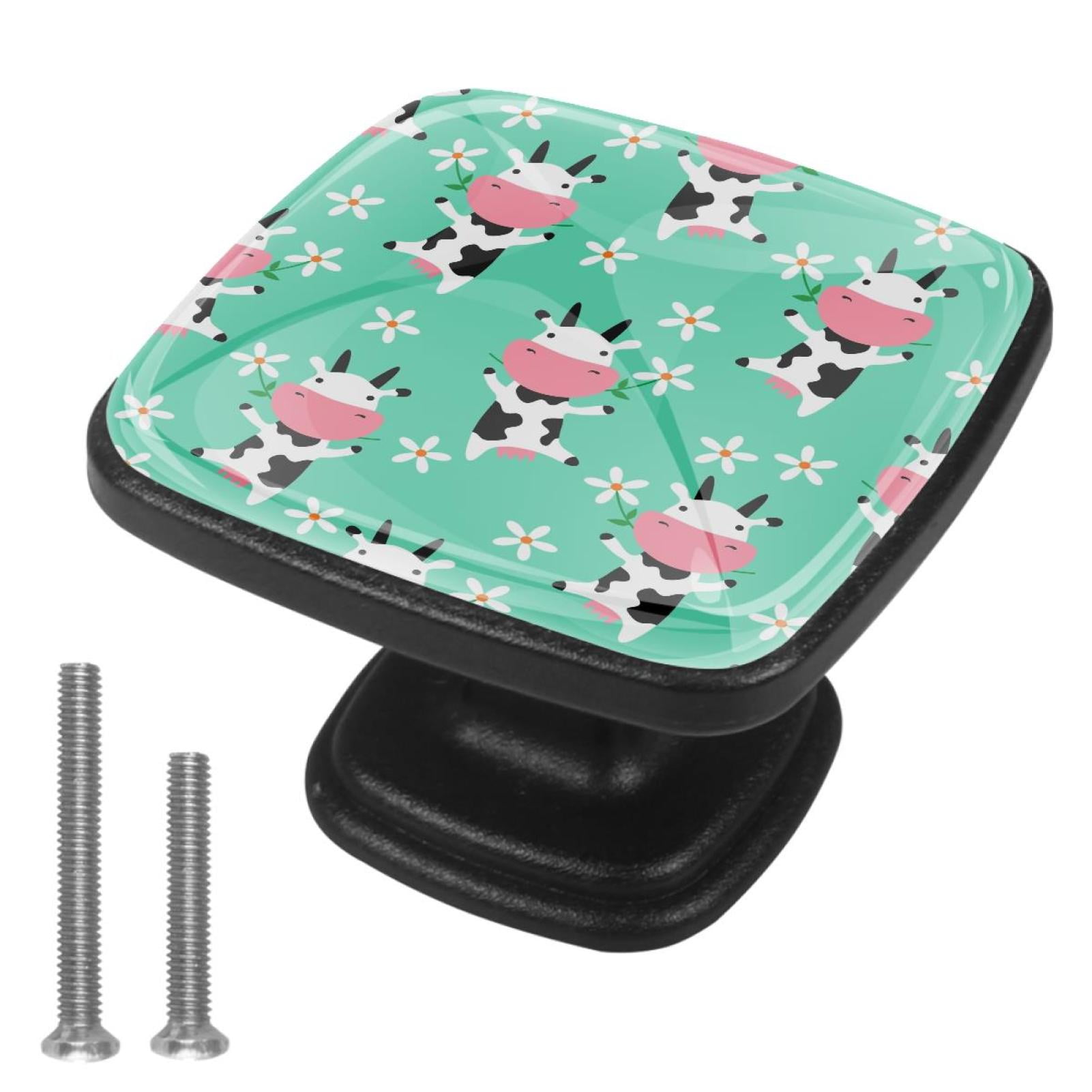 4 Pcs Cabinet Handle Drawer Pulls Cow Eating Grass Knobs with Screws ...