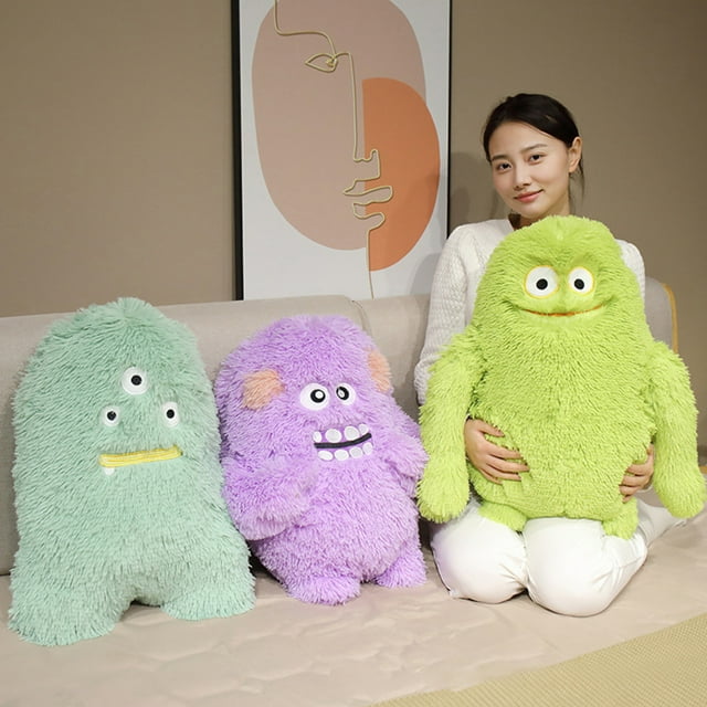 Hesroicy Monsters Plush Doll Fuzzy Long Hair Three Eyes Strange ...