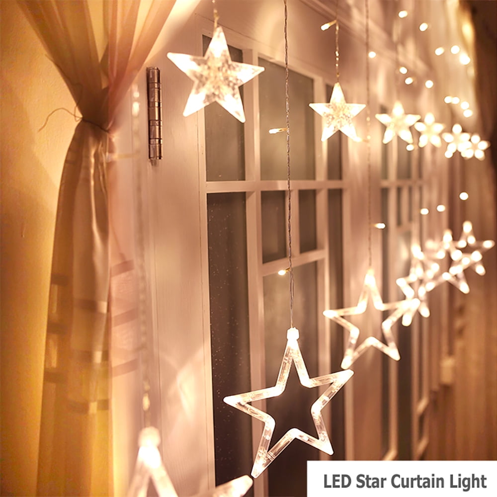DYstyle LED Star Curtain String Lights 138 LEDs Window Icicle DIY ...