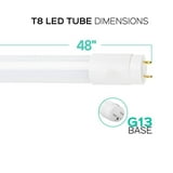 Luxrite 48 inch T8 LED Tube Light, 6500K Daylight, 18W, 2000 Lumens ...