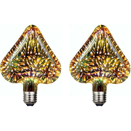 2Pcs Filament Firework Bulb, 3D Effect Multicolor LED Light Bulb, Heart ...