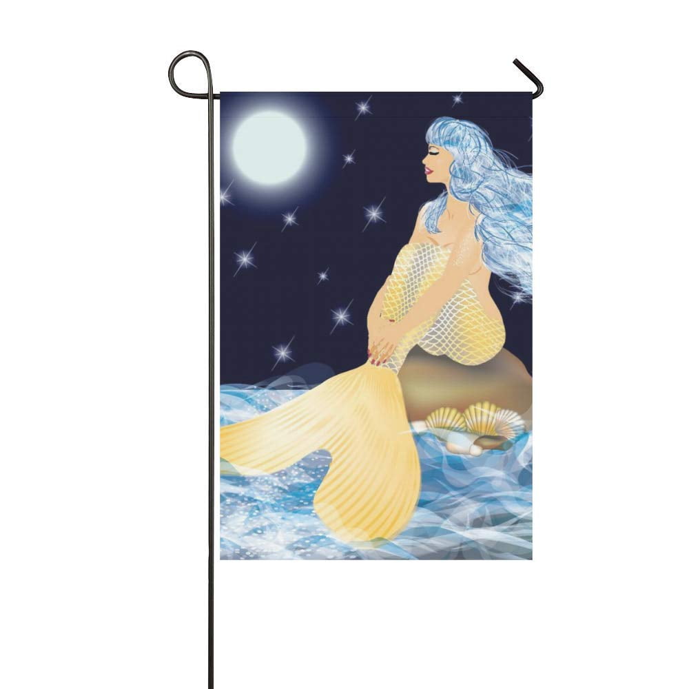 MKHERT Mermaid Moonlight Garden Flag Banner Decorative Flag for Wedding ...