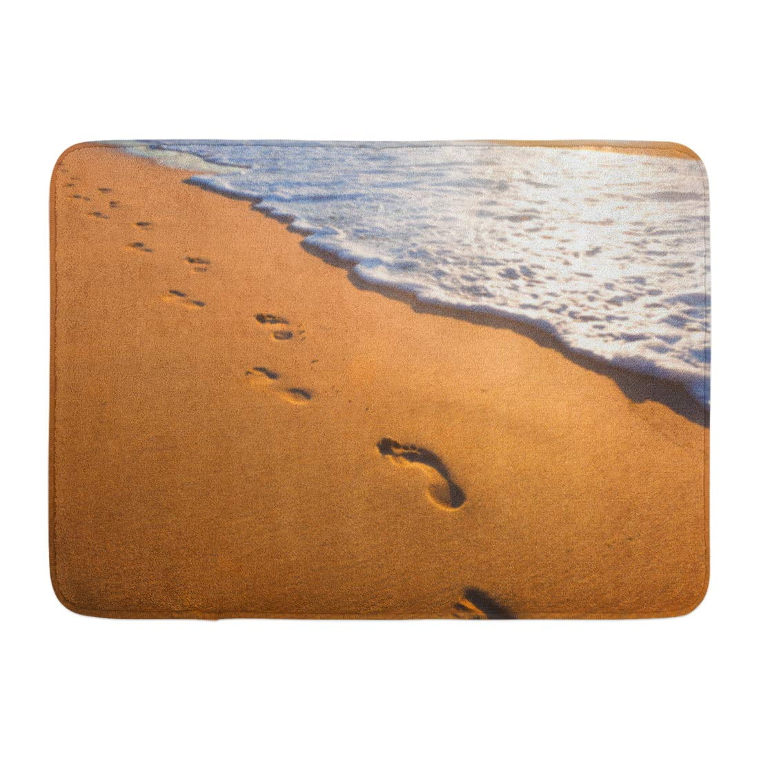 GODPOK Sand Peaceful Beach Wave and Footsteps at Sunset Time Footprint ...
