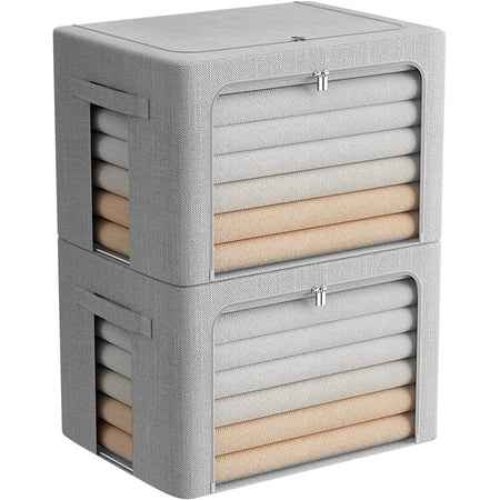 2 Pack Clear Window Storage Bins - Foldable Fabric Storage Bins Boxes ...