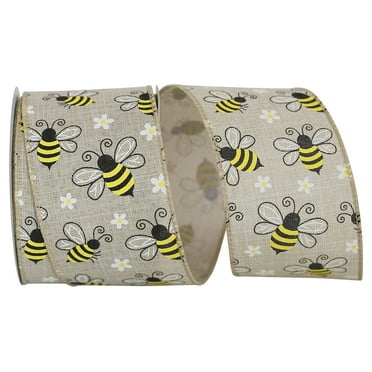 Reliant Ribbon - 92543W-030-09F, Bumble Bees 3 We Rd Ribbon, White, 1-1 ...