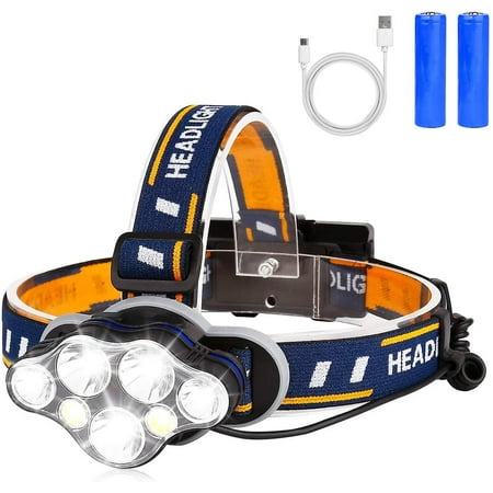 Rechargeable Headlight, Ultra-high Brightness 13000 Lumens 7 Led 8 ...