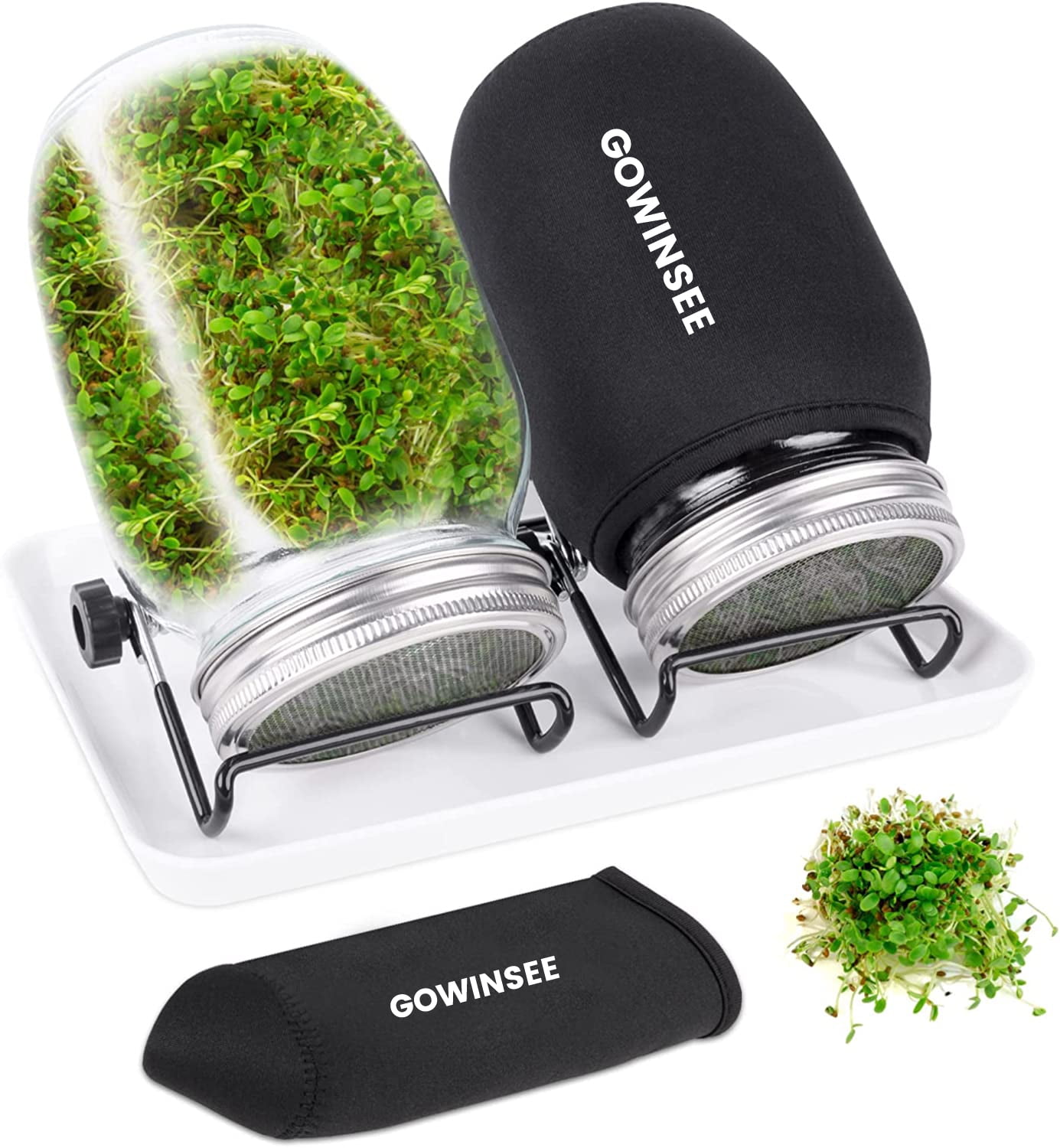 Gowinsee Seed Sprouting Jar Kit with Screen Lids, Mason Jars Bean ...