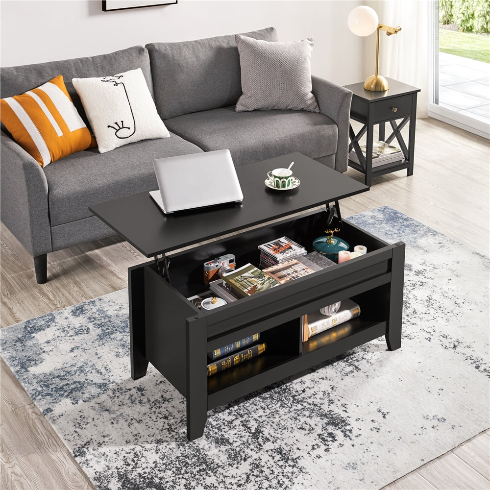 Yaheetech Lift Top Coffee Table w/Storage & 2 Open Shelves For Living ...