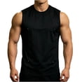 Antinious Men Solid Patch Line Round Neck Sleeveless Breathable Workout ...
