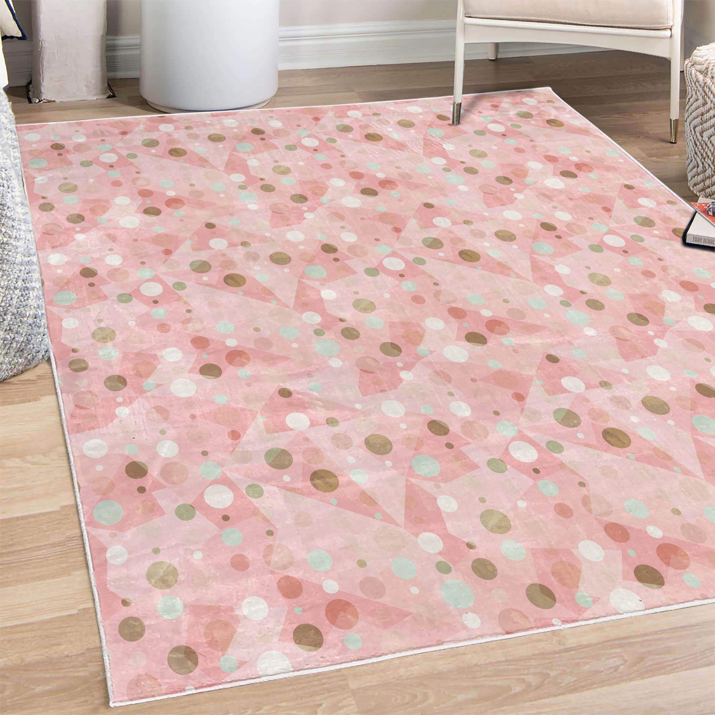 Abstract Decorative Rug, Colorful Circular Large Polka Dots Bubble ...