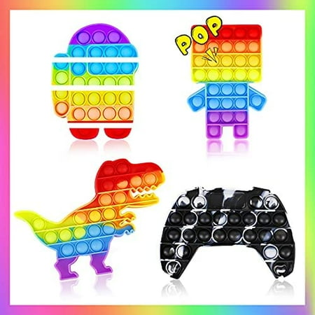 4 Pack Rainbow Pop It Fidget HALO Set Box Sensory Push Bubble Popping ...