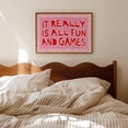 Affixzi Quote Print, Pink & Red Inspirational Wall Art, Fun and Games ...