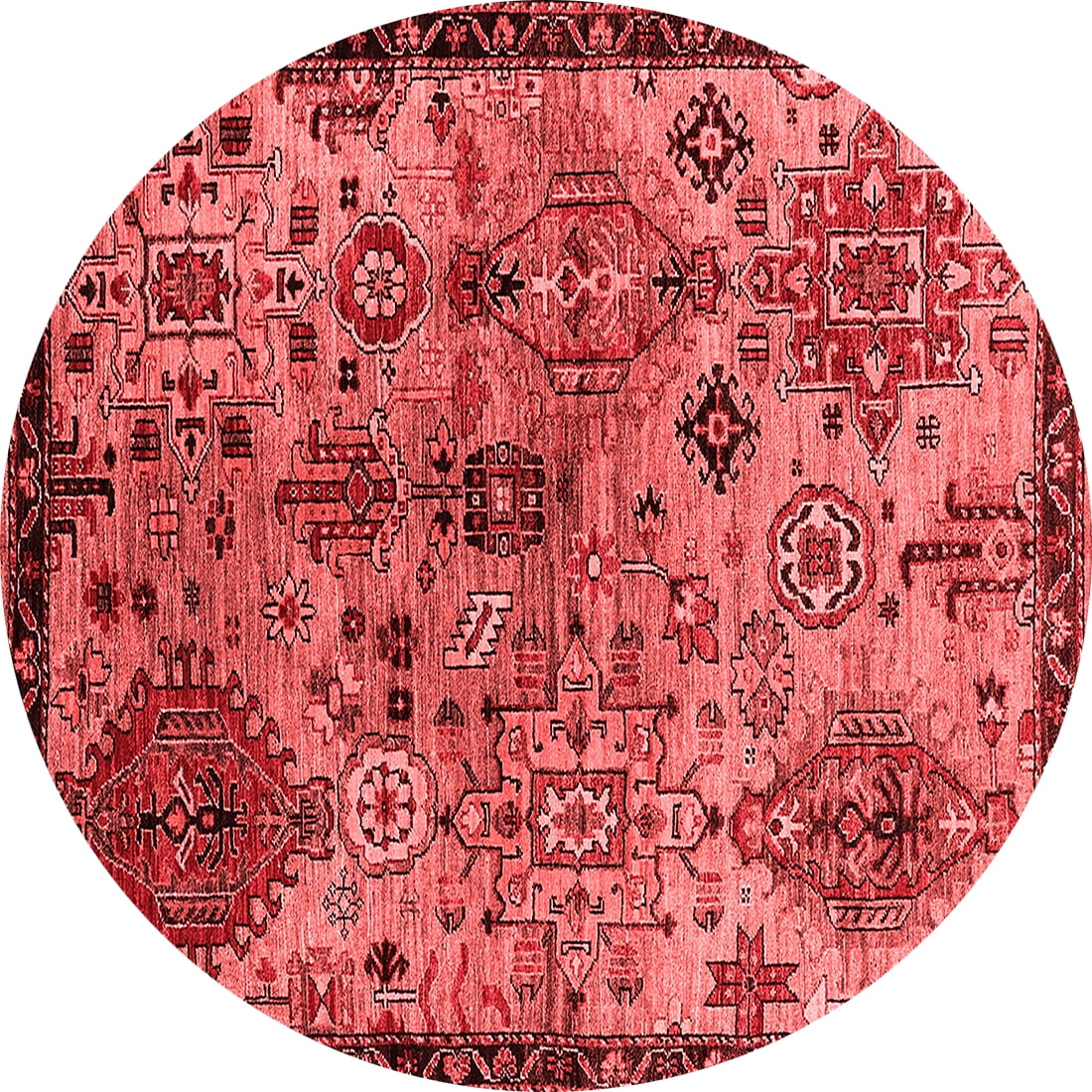 Ahgly Company Indoor Round Oriental Red Industrial Area Rugs, 8' Round ...