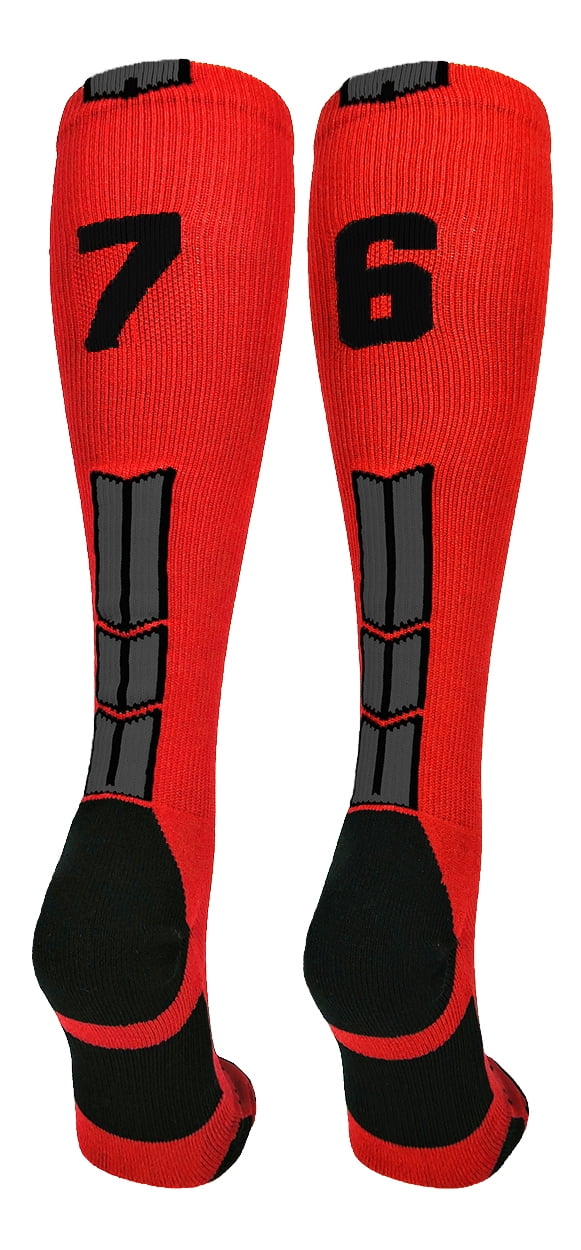 Red/Black Player Id Over the Calf Number Socks (#76, Large) - Walmart.com