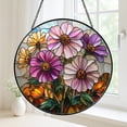 Cosmos Flower Stained Glass Suncatcher Window Hanging Decor, Botanical ...