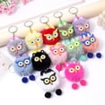 Cute Fluffy Ball Keychain Kawaii Cartoon Soft Plush Ball Car Keyring ...