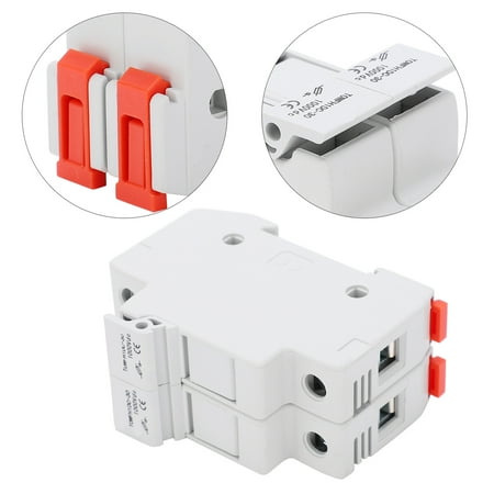 Akozon 2 Pole Fuse Holder Base, Fuse Holder Base 2 Pole DIN Rail Mount ...