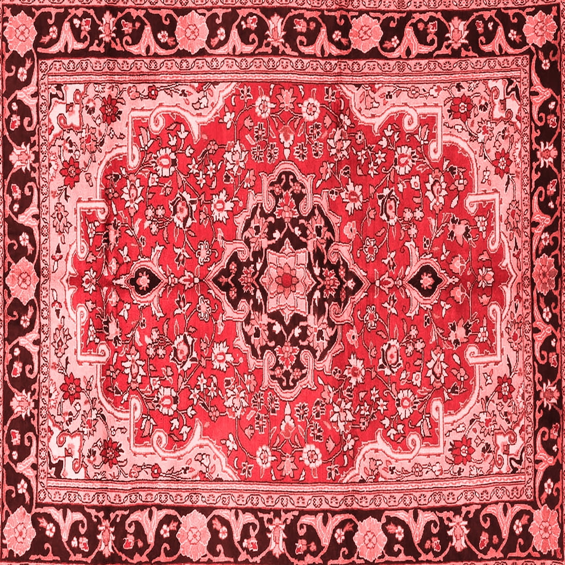 Ahgly Company Indoor Square Medallion Red Traditional Area Rugs, 6 ...