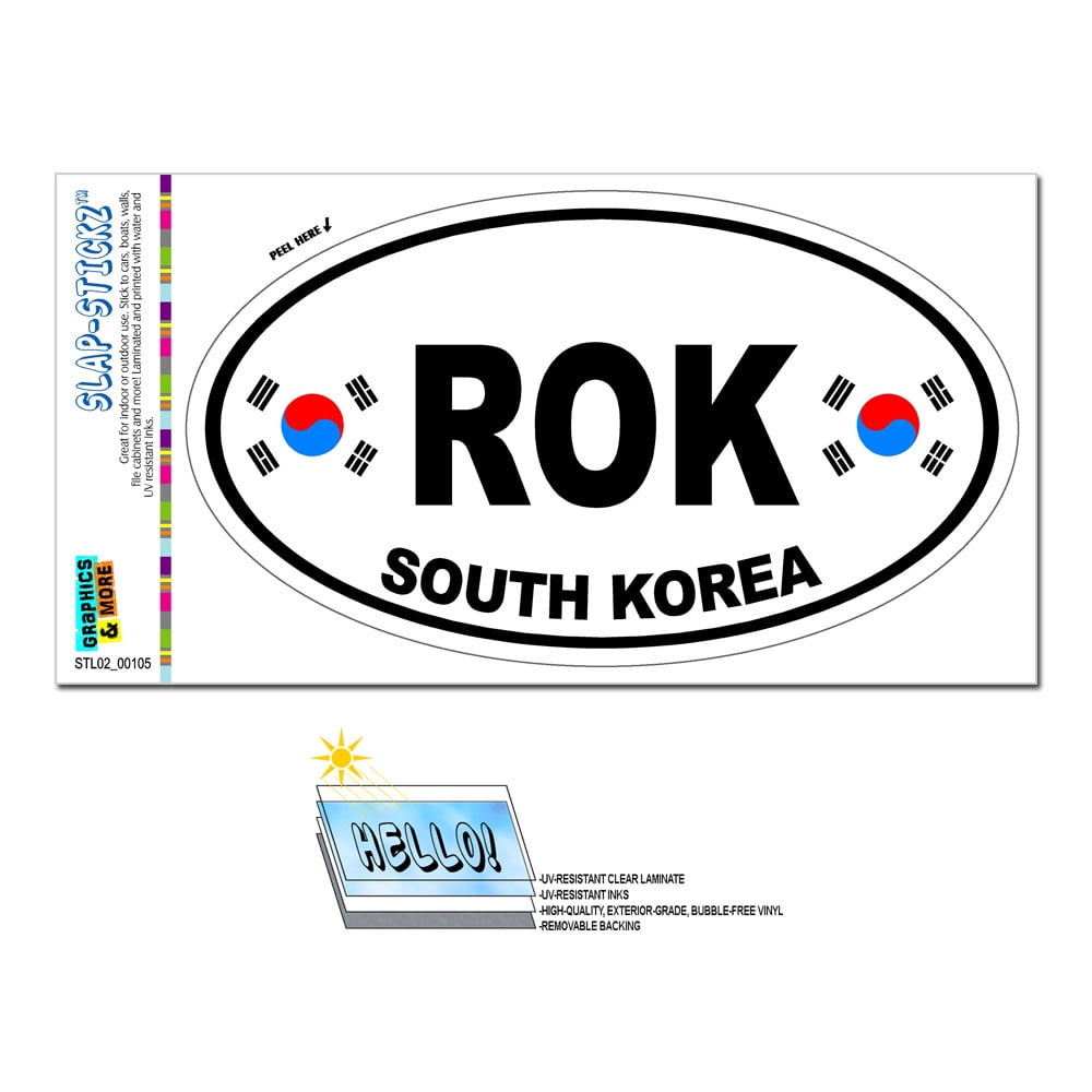 South Korea Country Flag - ROK Euro Oval SLAP-STICKZ(TM) Premium ...