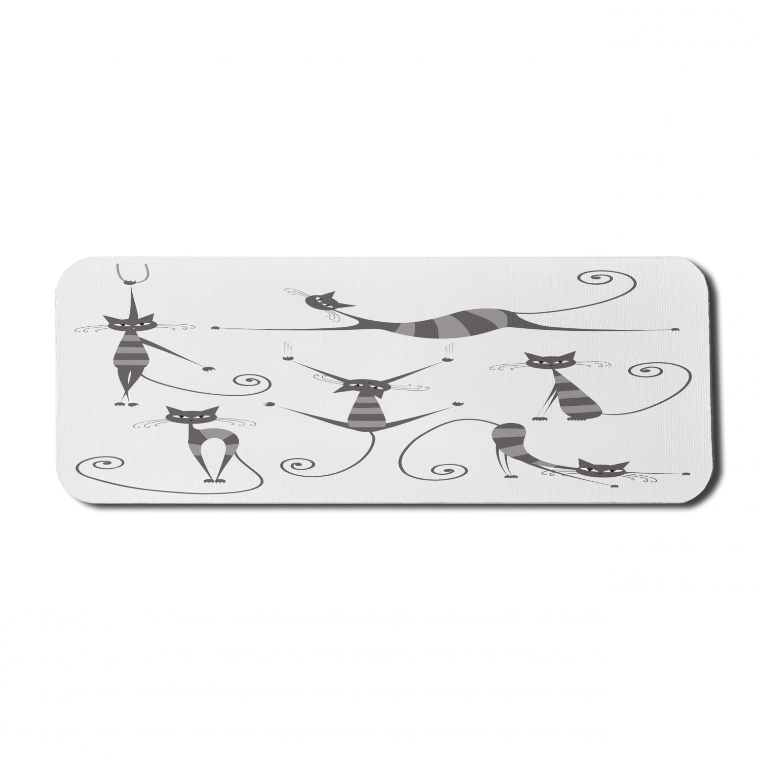 Cat Computer Mouse Pad, Furry Skinny Striped Cats in Several Funny Body ...