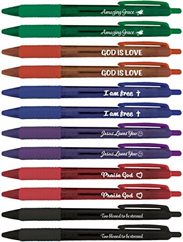 Christian Inspirational 6 Designs Translucent 12 Pen Set 46005 ...
