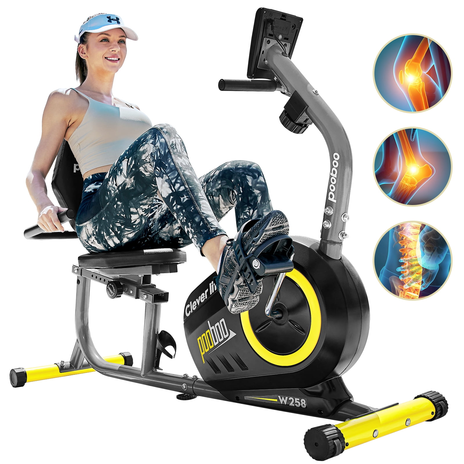 Pooboo Recumbent Exercise Bikes Sit Down Stationary Bicycle Magnetic ...