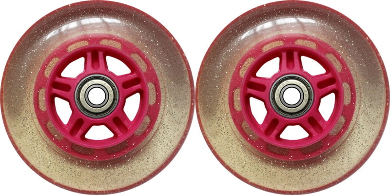 qty2 100mm 88a 5-Spoke Wheels for Razor Kick Scooter GLITTER/PINK ...
