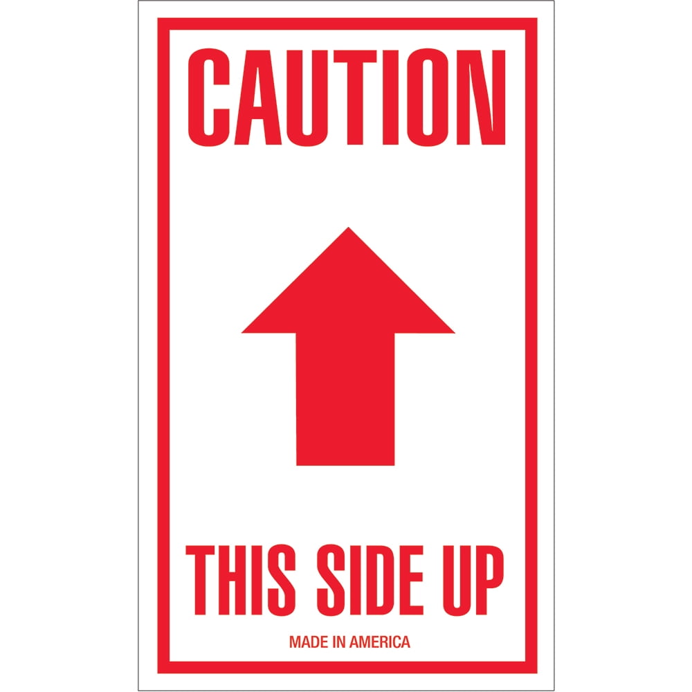 Tape Logic Labels "Caution - This Side Up" Arrow 3" x 5" Red/White 500 ...