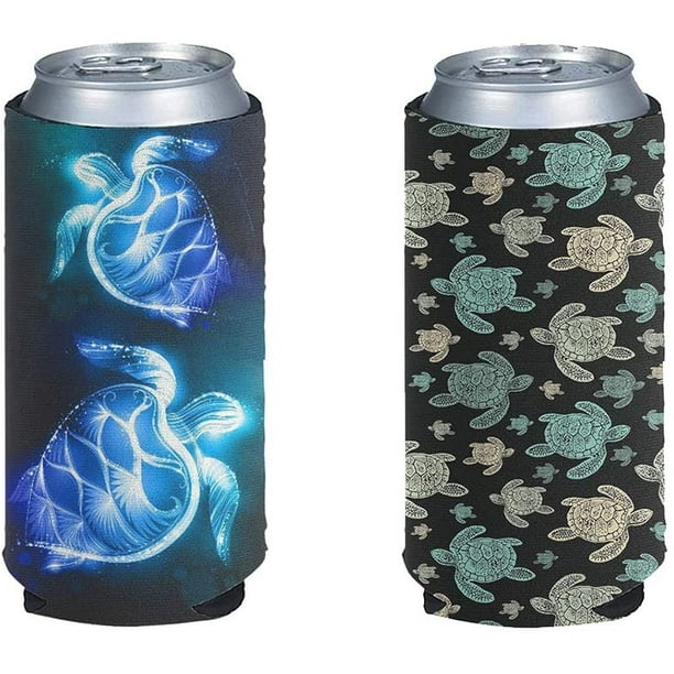 Beer Can Cover, Blue Tribal Turtle Print Can Sleeve Hide Your Beer ...
