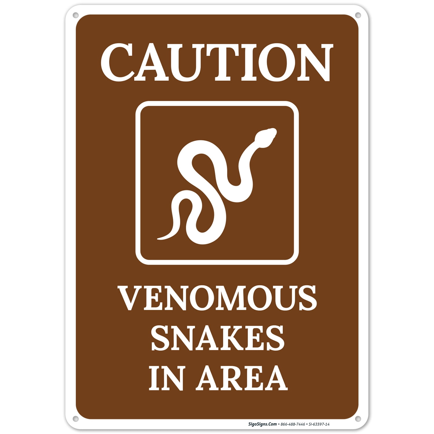 Caution Venomous Snakes In Area With Graphic Sign, - Walmart.com