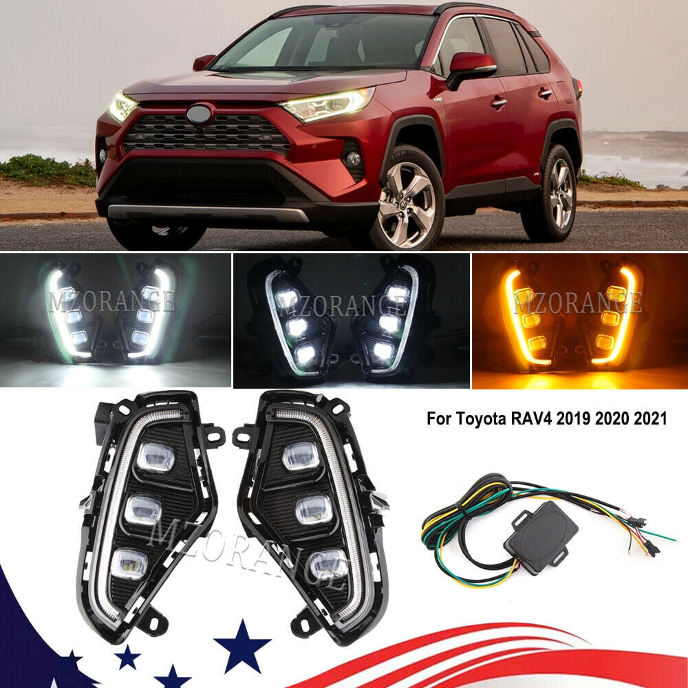 MZORANGE LED Daytime Running Lights For Toyota RAV4 2019 2020 2021 DRL Fog Lamps w/Turn Signals ...
