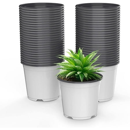 HHHC 4 5 6 Inch Nursery Pots, 50 Packs Seedling Pots with Drainage Hole ...