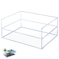 4 Pack Clear Stackable Desk Organizer with File Bags - Document Holder ...