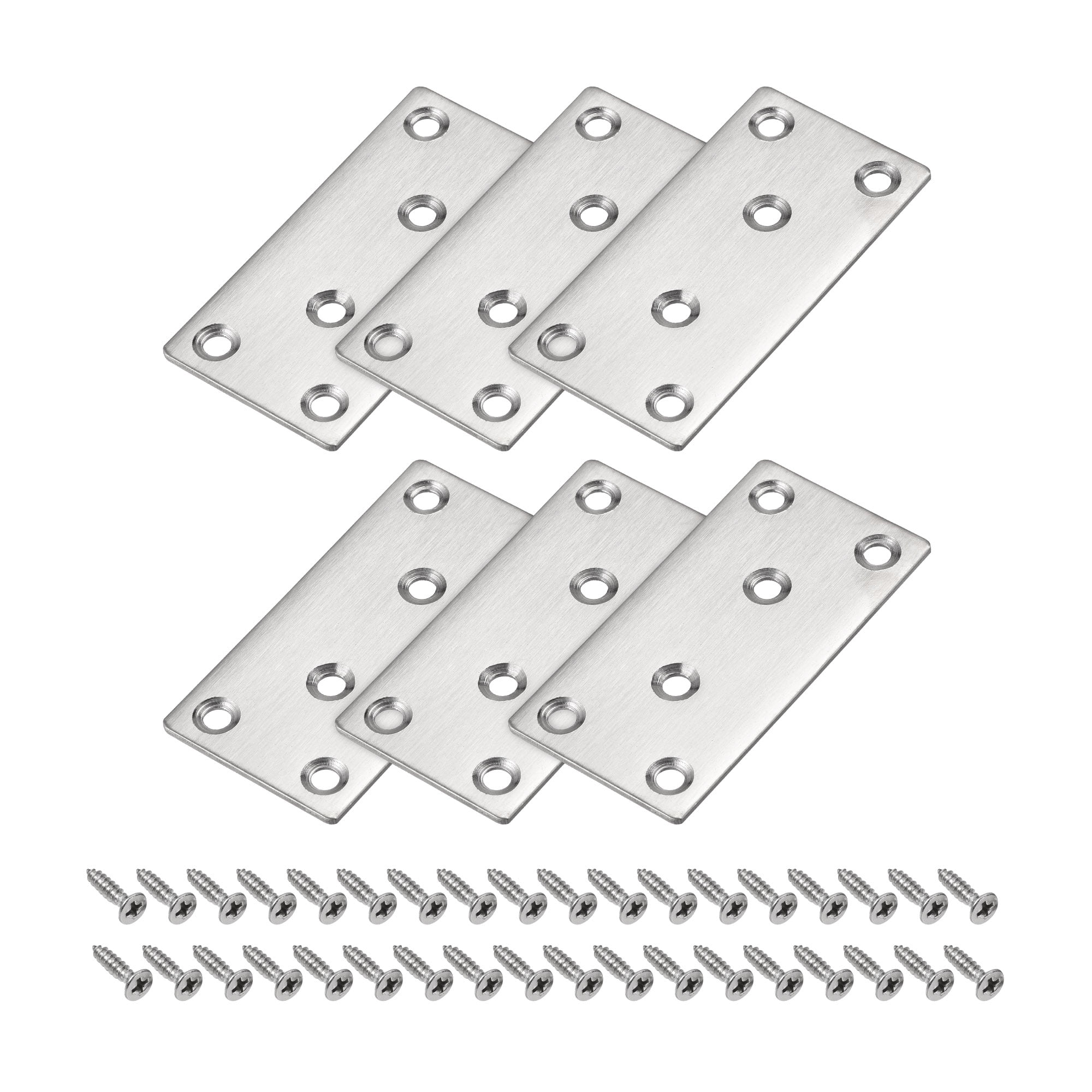 Uxcell 80 x 40 x 2mm Stainless Steel Flat Straight Brace Repair Plate 6 ...