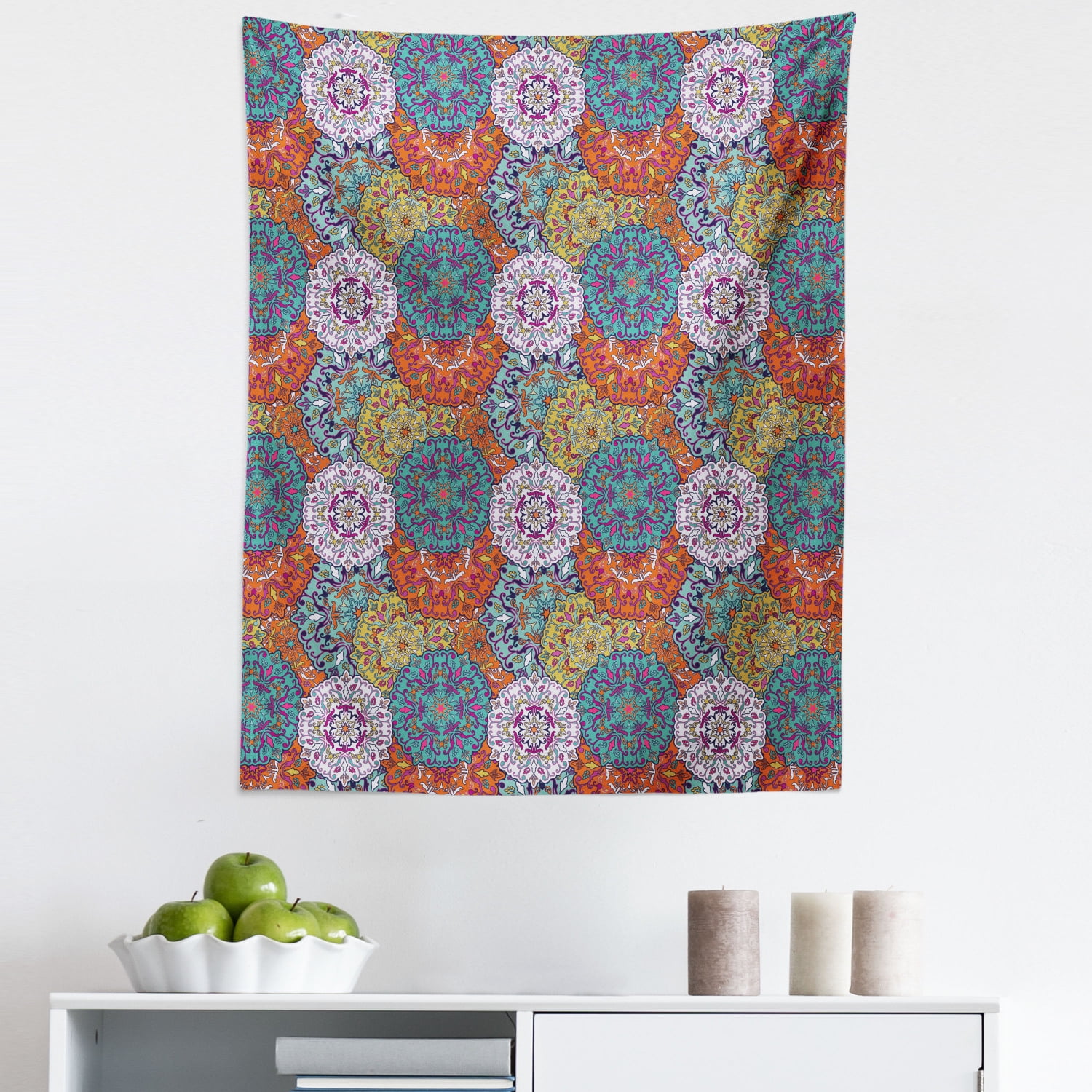 Flower Tapestry, Mandala Patterns of the Oriental Blossoms Leafs ...