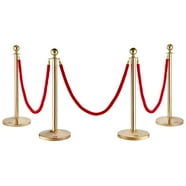 Costway 6Pcs Stanchion Posts Queue Pole Retractable 3 Velvet Ropes with ...