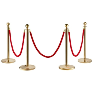 Costway 6Pcs Stanchion Posts Queue Pole Retractable Red Belt Crowd ...