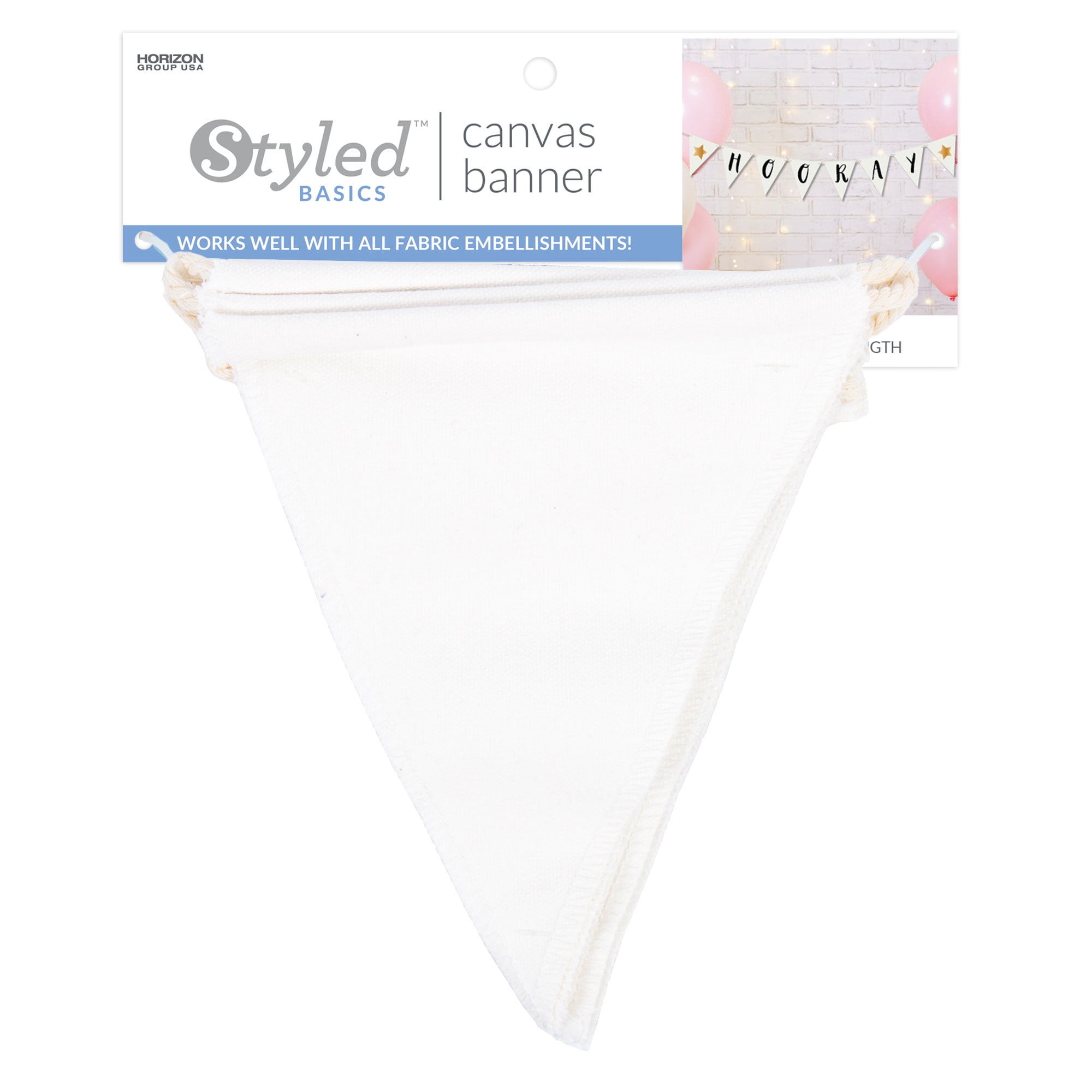 Styled Basics White Canvas Pennant Banner, Measures 69” Long, Includes ...