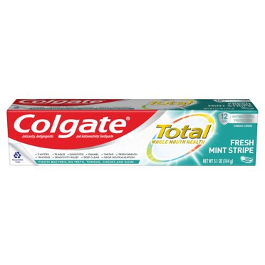 Colgate Total Toothpaste, Fresh Mint Stripe Gel, 4.8 oz. - Walmart.com
