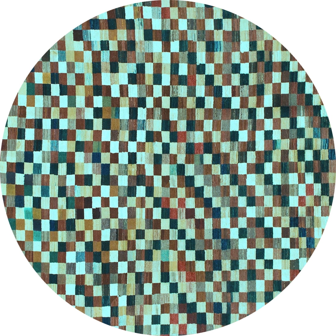 Ahgly Company Indoor Round Checkered Light Blue Modern Area Rugs, 6 ...