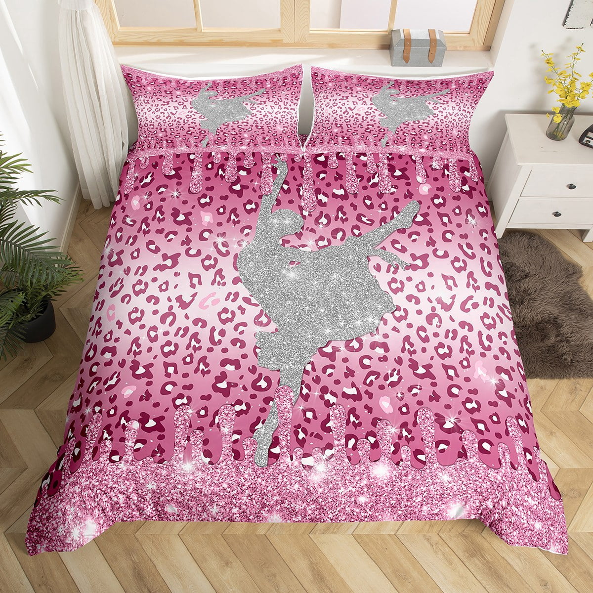 YST Beauty Silhouette Bed Set Ballet Girl Duvet Cover for Girls Women ...