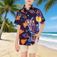 Big T-Shirt For Boys Cool Neon Print Short Sleeve Button Down Casual ...